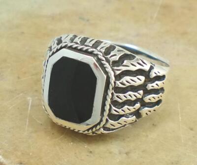 EXOTIC MENS .925 STERLING SILVER ONYX RING size 12 style# r1523 | eBay