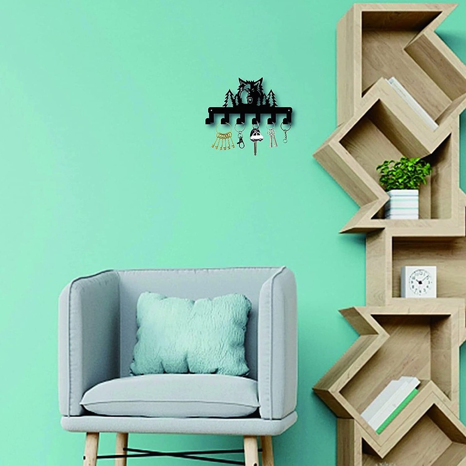 CREATCABIN Metal Key Holder Black Anima Key Hooks Wall Mount Hanger ...