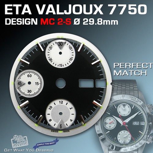 DIAL FOR MOVEMENT ETA VALJOUX 7750, MC2-S, 3-D, BLACK, SUPER LUM. Ø 29. ...