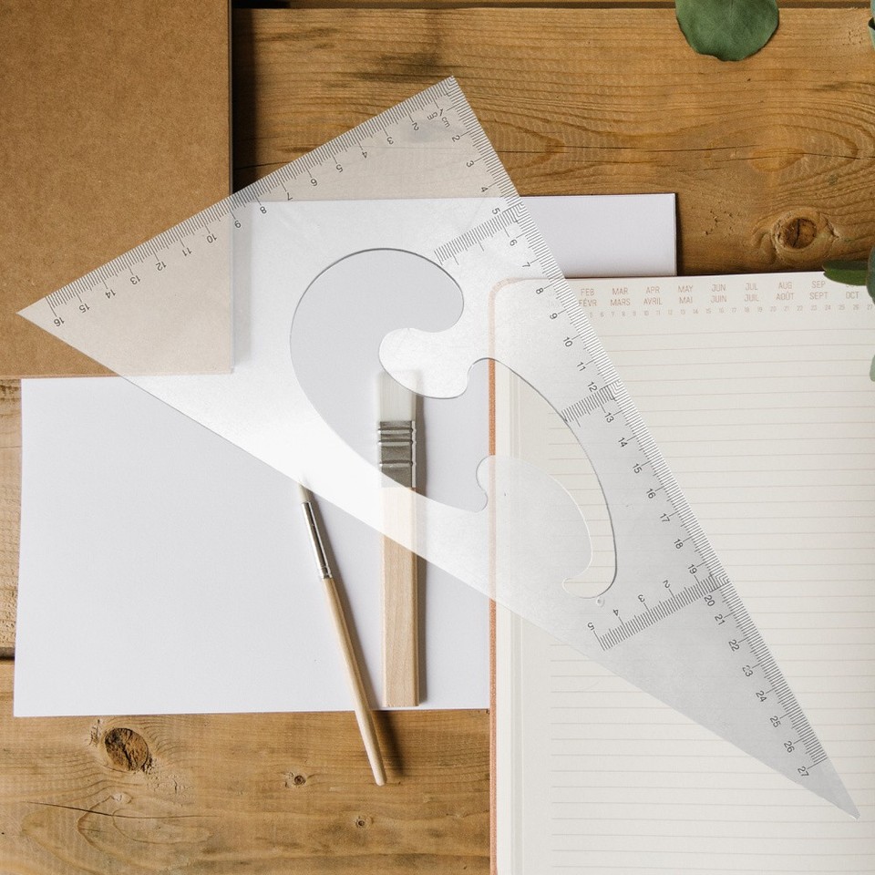 4 Pcs Triangular Ruler Set Student Drawing Geometry Triangle Rulers | eBay