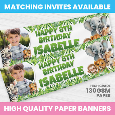 JUNGLE BANNER PERSONALISED ANY NAME PHOTO SAFARI PARTY BANNERS | eBay UK