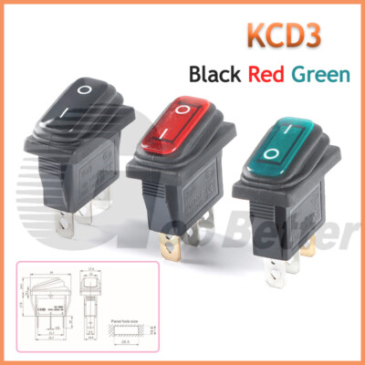 KCD3 Rectangle Rocker Switch On Off 3 Pin 2 Position Waterproof Car ...