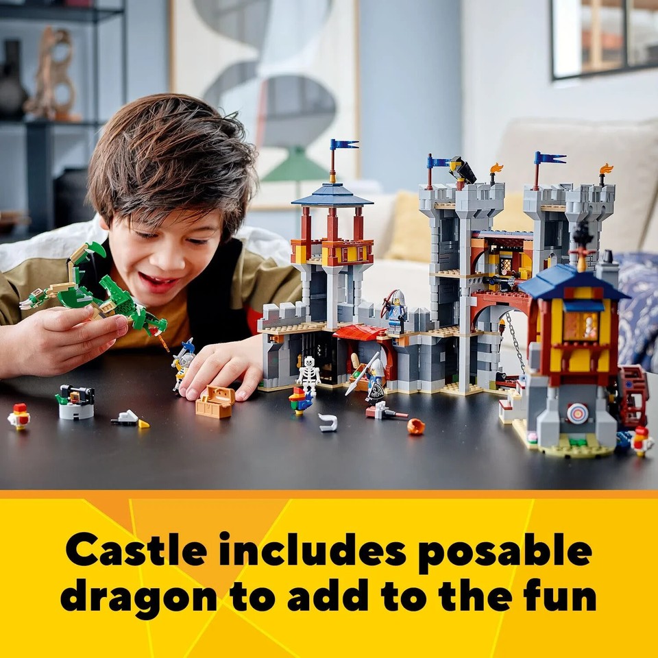 LEGO Creator 3 in 1 Medieval Castle Toy, with 3 Minifigures and ...