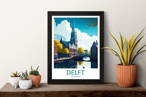 (Laminated) Delft River Netherlands Travel Poster Print Home Decor Wall ...