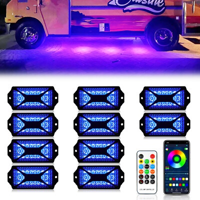 For GMC Sierra 1500 2500 3500 10Pods RGB LED Rock Lights Kit Underglow ...