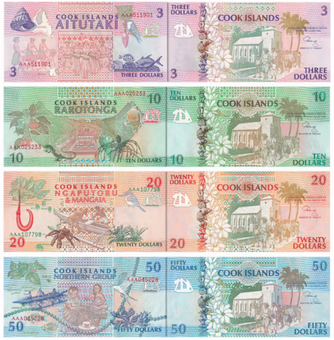 1992 Cook Islands 3 10 20 50 DOLLARS BANKNOTE CURRENCY UNC | eBay