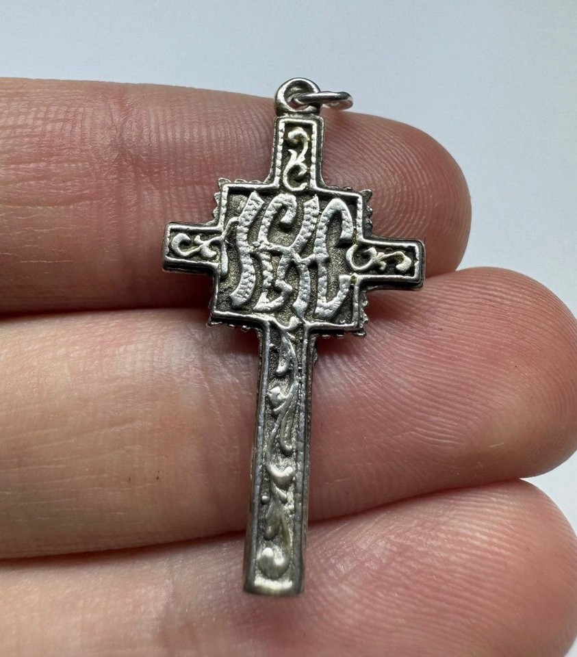 Vintage Orthodox Silver Cross Pendant 925 Hallmark Engraved Crucifix ...