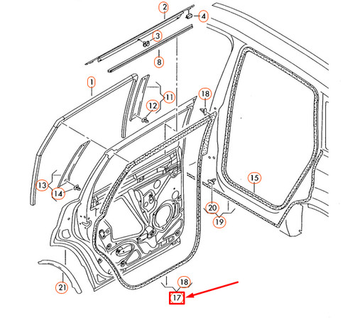 NEW AUDI Q7 4L REAR OUTER DOOR SEAL LEFT SELF-ADHESIVE 4L0839911 OEM NO ...
