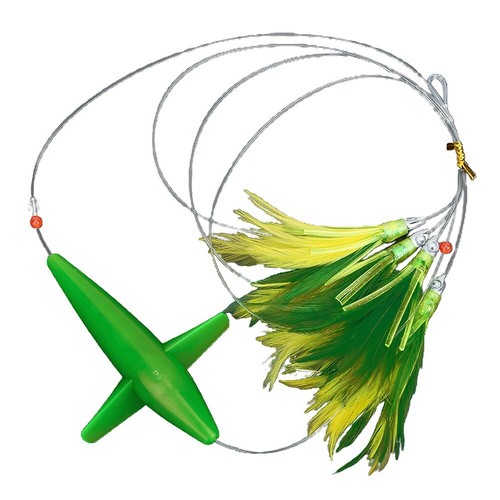 Jigs Fish Lure Feather Trolling Skirt Rigged Tuna Lure With Bird Teaser ...
