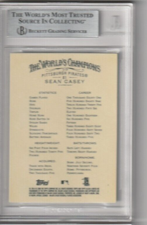 RARE PITTSBURGH PIRATES SEAN CASEY 2006 TOPPS AUTO SIGN BECKETT AUTH ...