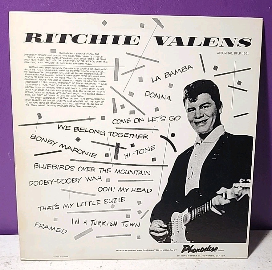 RITCHIE VALENS self titled LP on DEL-FI 1201 Phonodisc Limited Canada ...