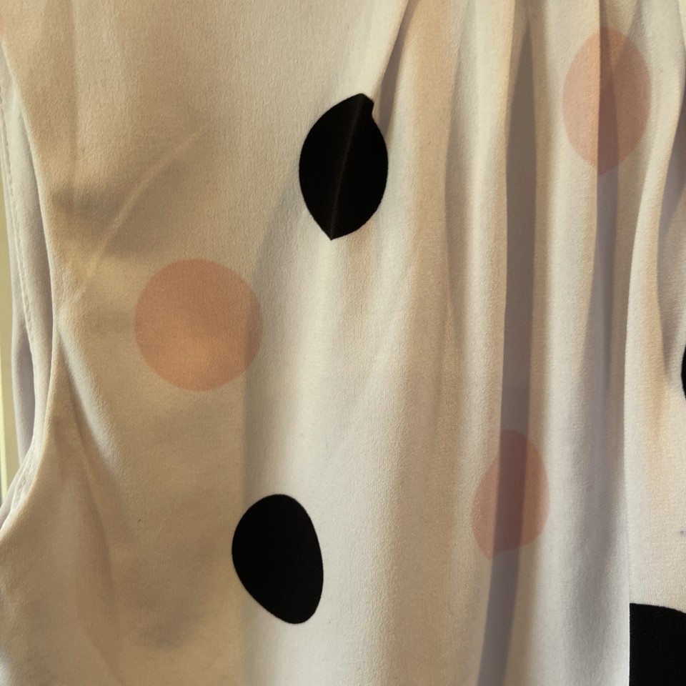 Calvin Klein Sleeveless Blouse Large Black,White,Pink Polka Dot Pattern ...
