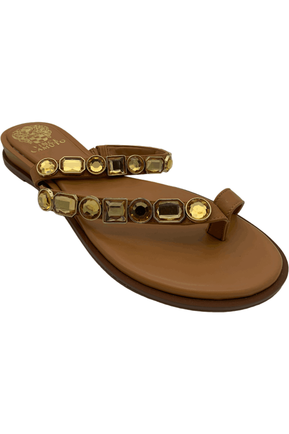 Vince Camuto Ambridil Leather Asymmetrical Toe Loop Sandal Gold | eBay