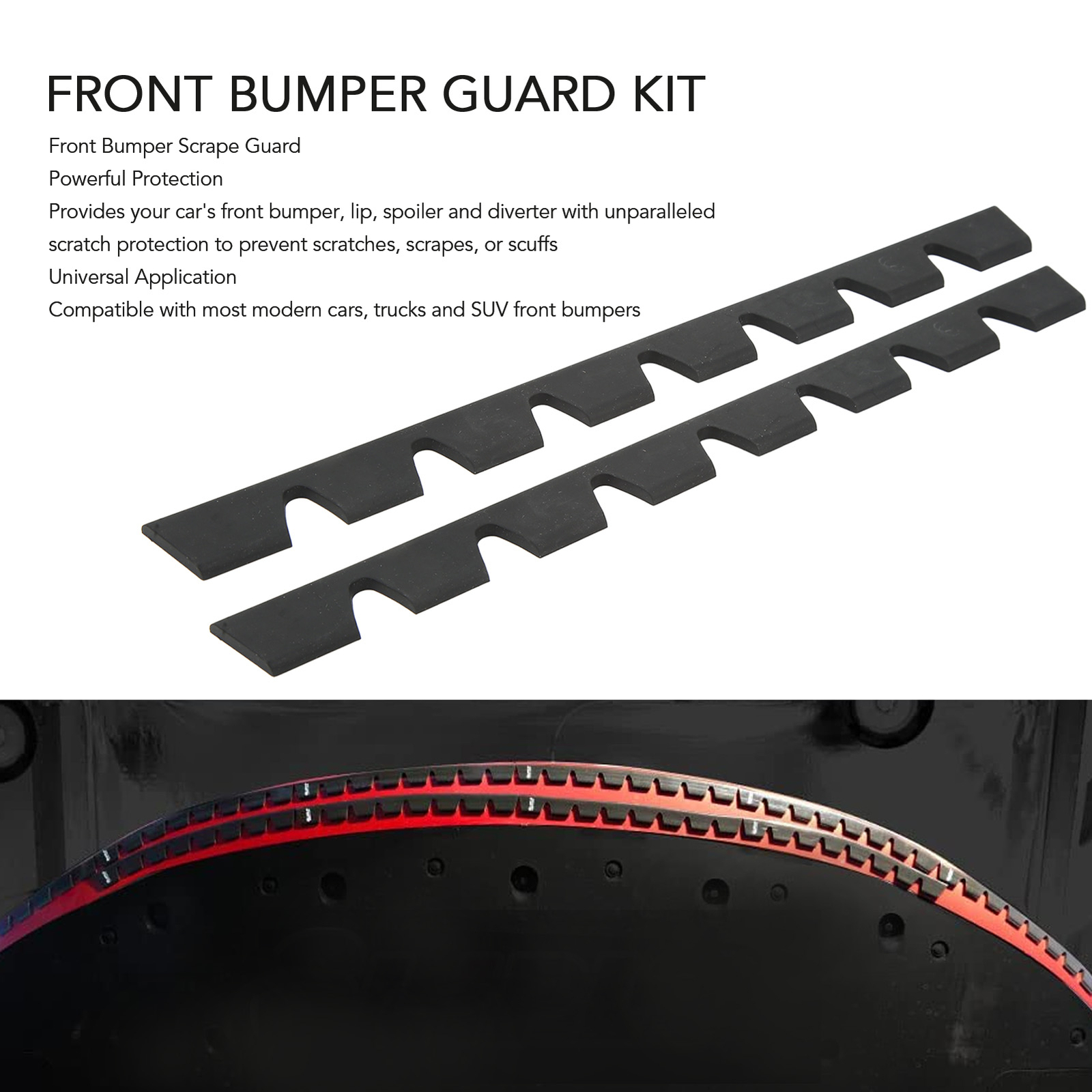 .* 8pcs Front Bumper Scrape Guard Set Rubber Black Universal Bumper ...