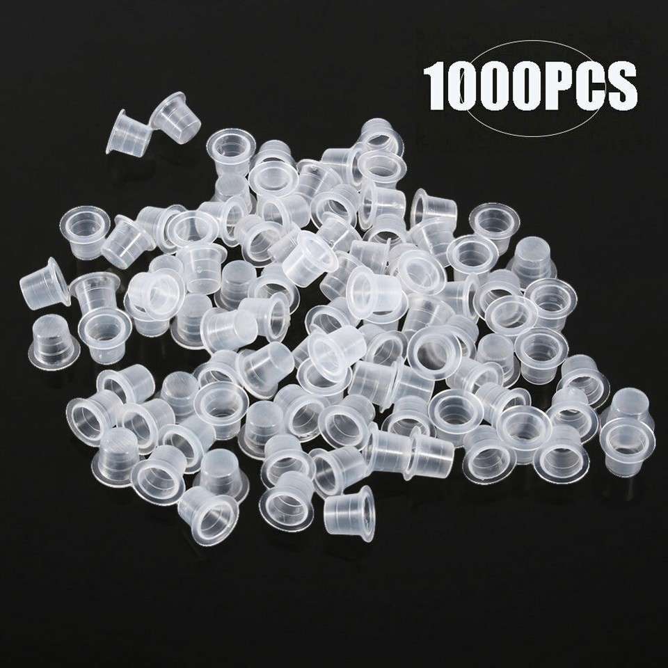 1000PCS Ink Caps Small Plastic Pigment Cups Tattoo Supplies 8mm NEW ELH ...