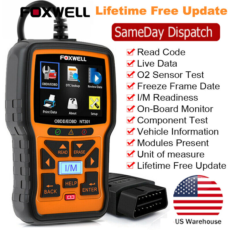 Foxwell NT301 Code Reader Check Engine Fault OBD2 Scanner Car ...