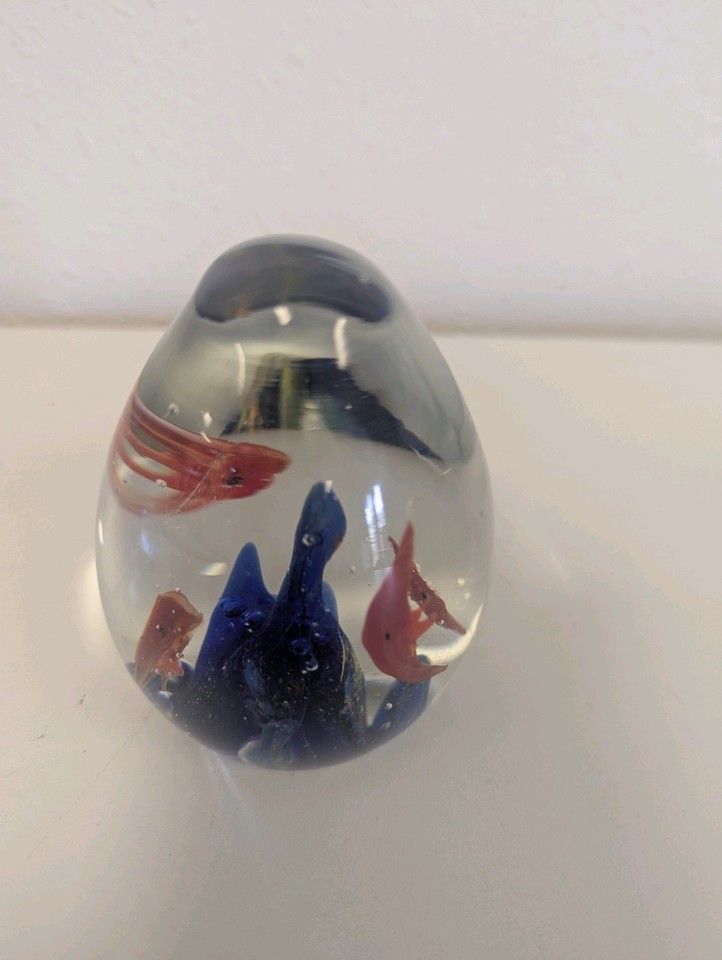 Vintage Art Glass fish aquarium paperweight Hand blown undersea 4 in ...
