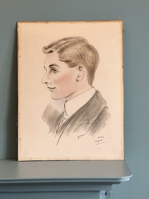 Antique Portrait Drawing Pastel On Paper Young Man | eBay UK