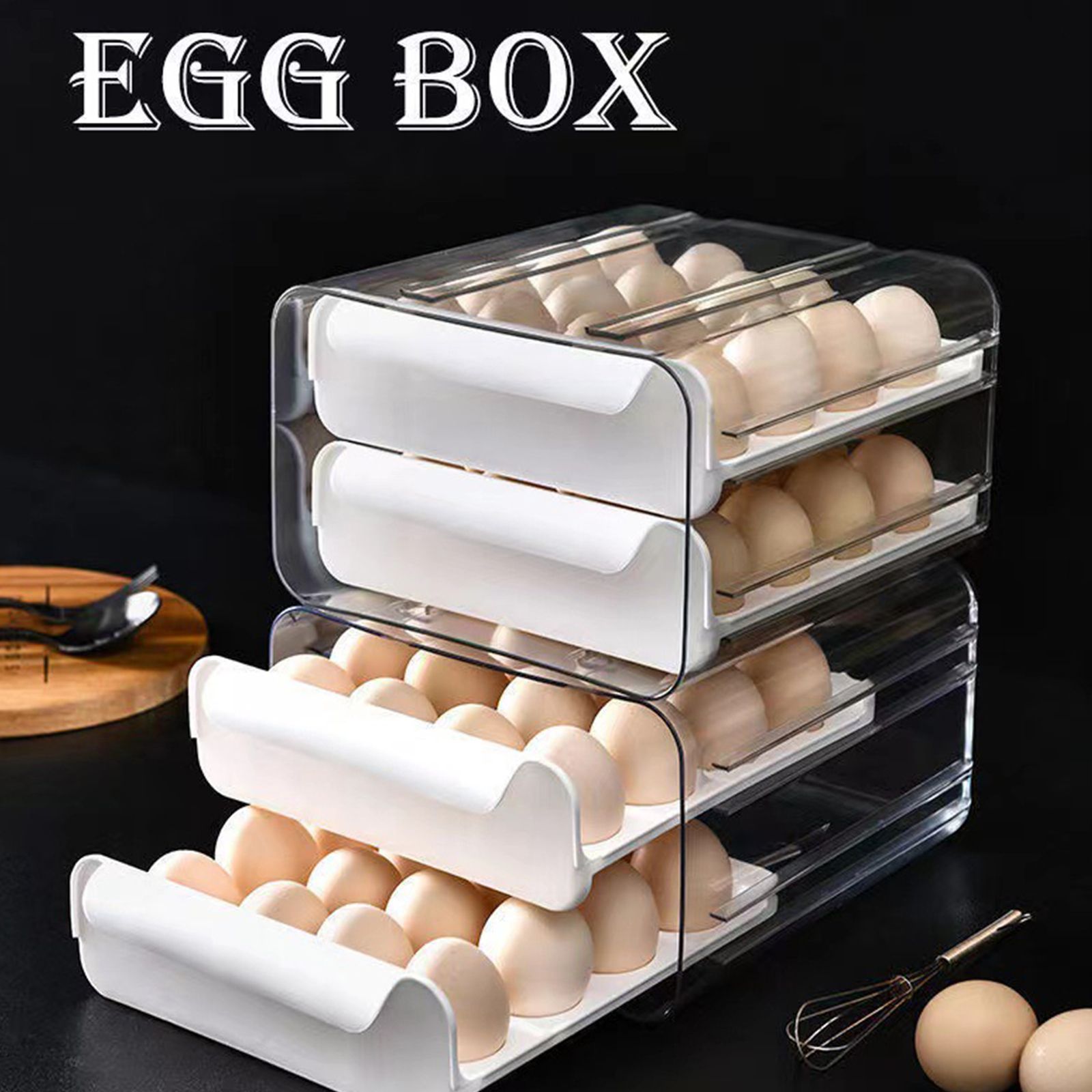 Egg Drawer Double Layer Toxic Free Transparent Thicken Large Capacity ...