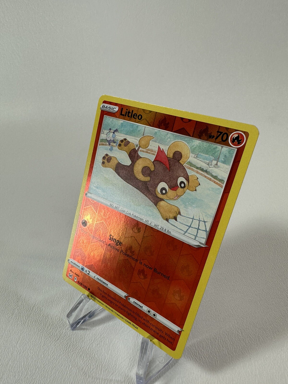 Litleo 028/196 Reverse Holo Holographic Lost Origin Pokemon TCG Card ...