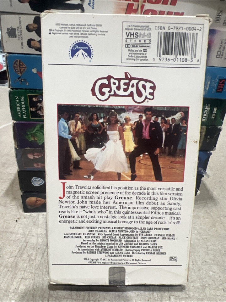 Grease VHS 1978, 1990 John Travolta Olivia Newton-John | eBay