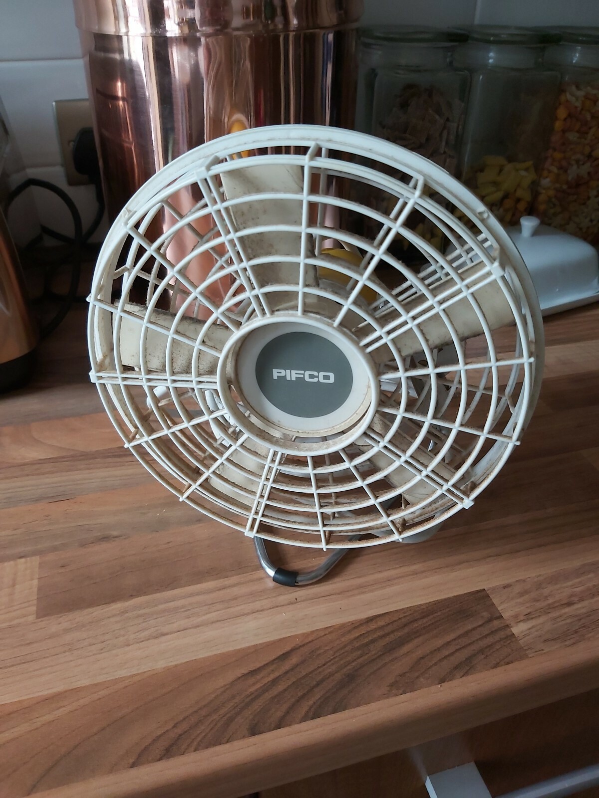 Classic Vintage Retro PIFCO Yellow Electric Desk Fan ☆ Free uk Mainland ...