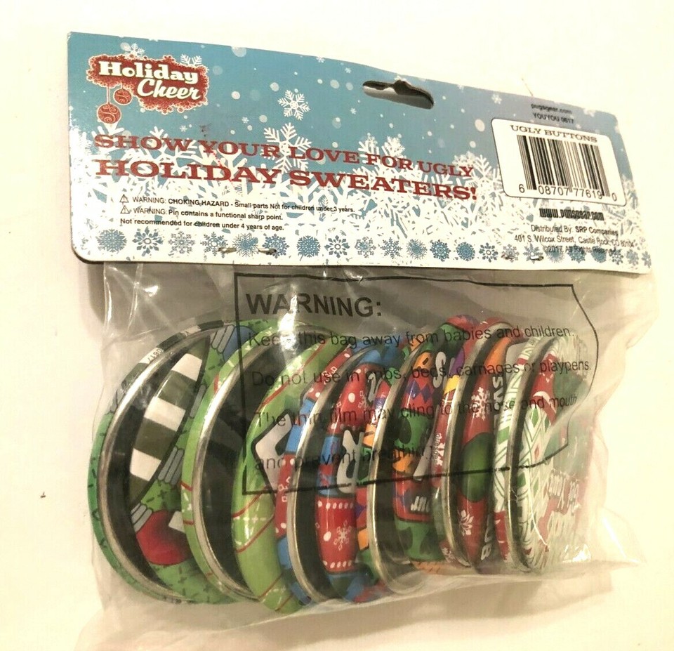 Pugs Gear Holiday Cheer 12 Metal Ugly Buttons Sweaters 1 Pack New | eBay