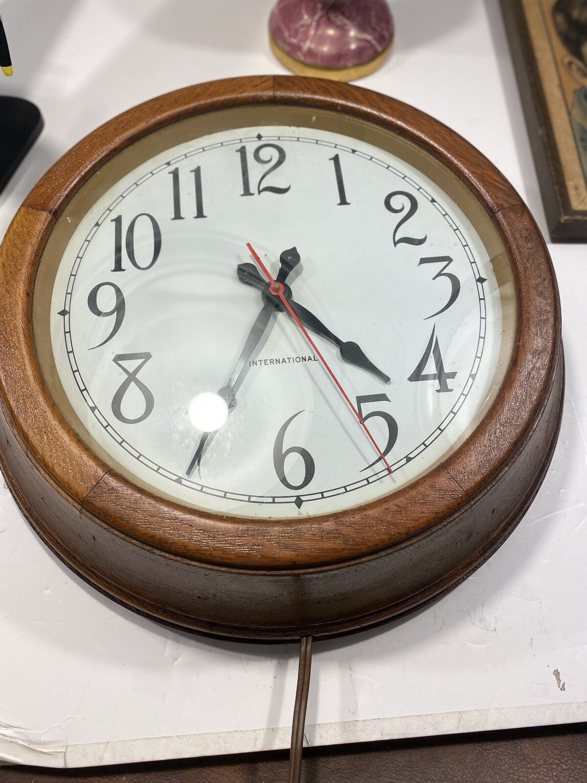 Antique International Time Recording Co. Oak Wood Wall Mount Time Clock ...
