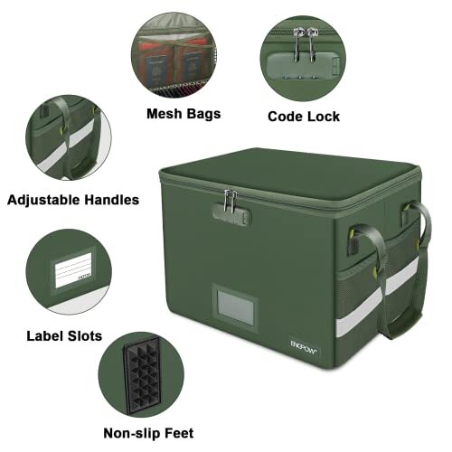 ENGPOW File Box with Lock, Fireproof Document Box Green 1 pack- Box ...