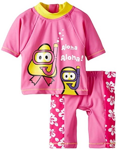 Girls Cbeebies Pink Yellow Multi Swimwear UV Sunsafe 2 Piece Swim Suit ...