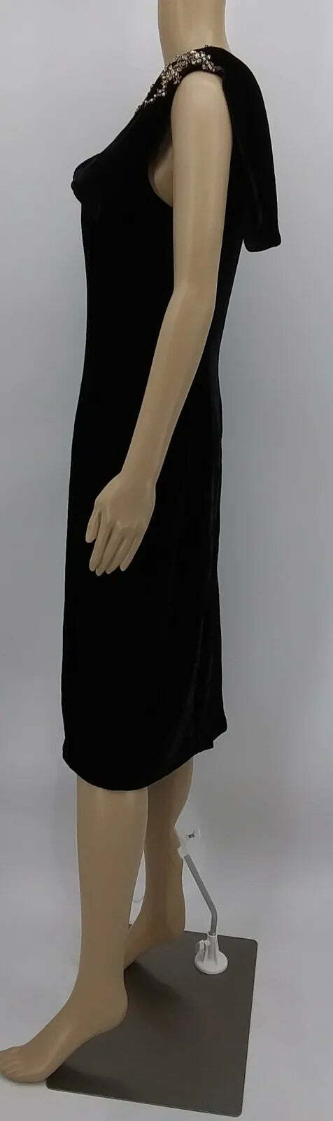 Sachin & Babi Noir Bali One-Shoulder Velvet Dress w/ Brooch, Size 8 | eBay