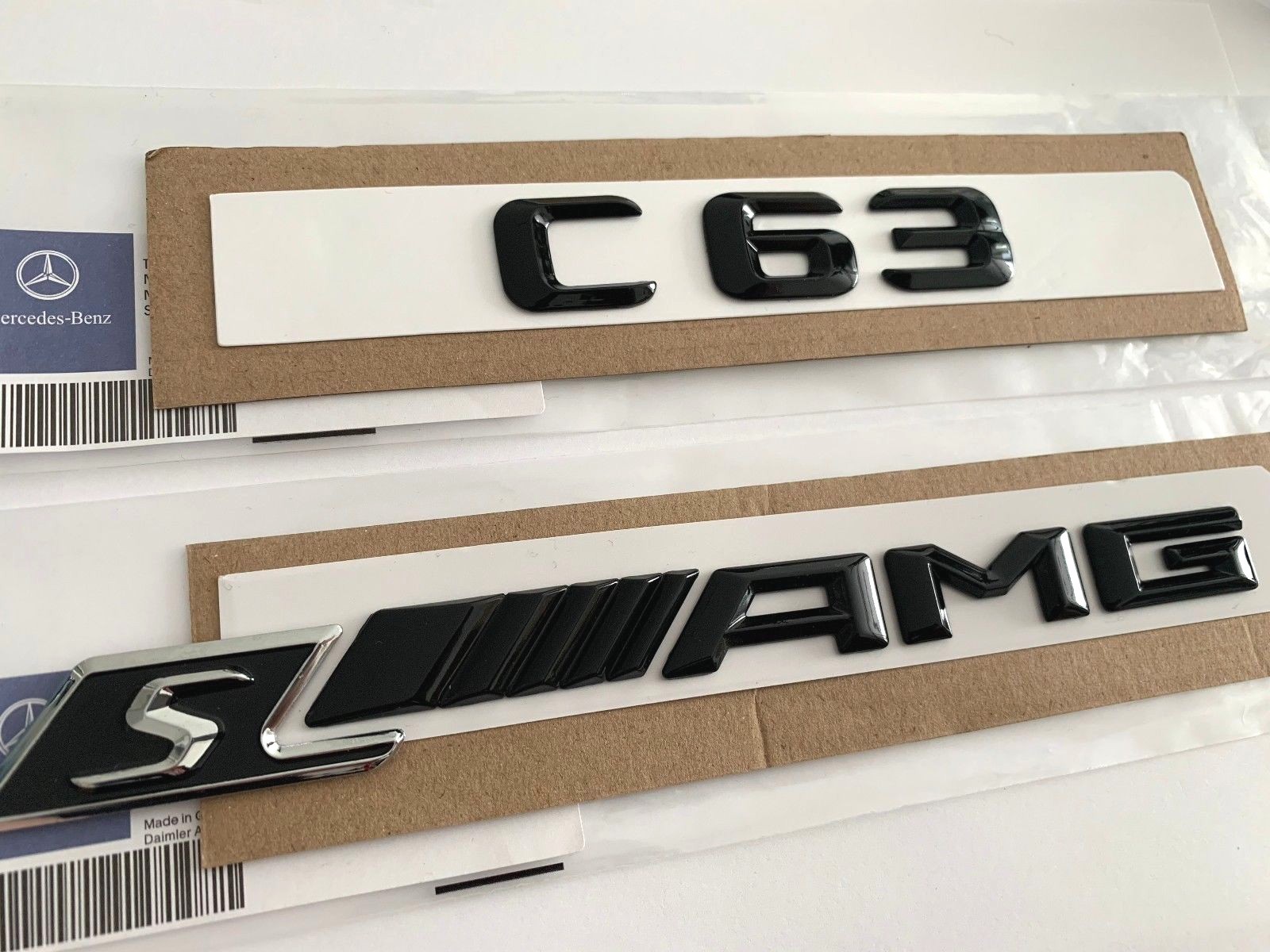 C63 Gloss Black Trunk Boot Badge Combo Sticker for Benz C63 S AMG 2013 ...