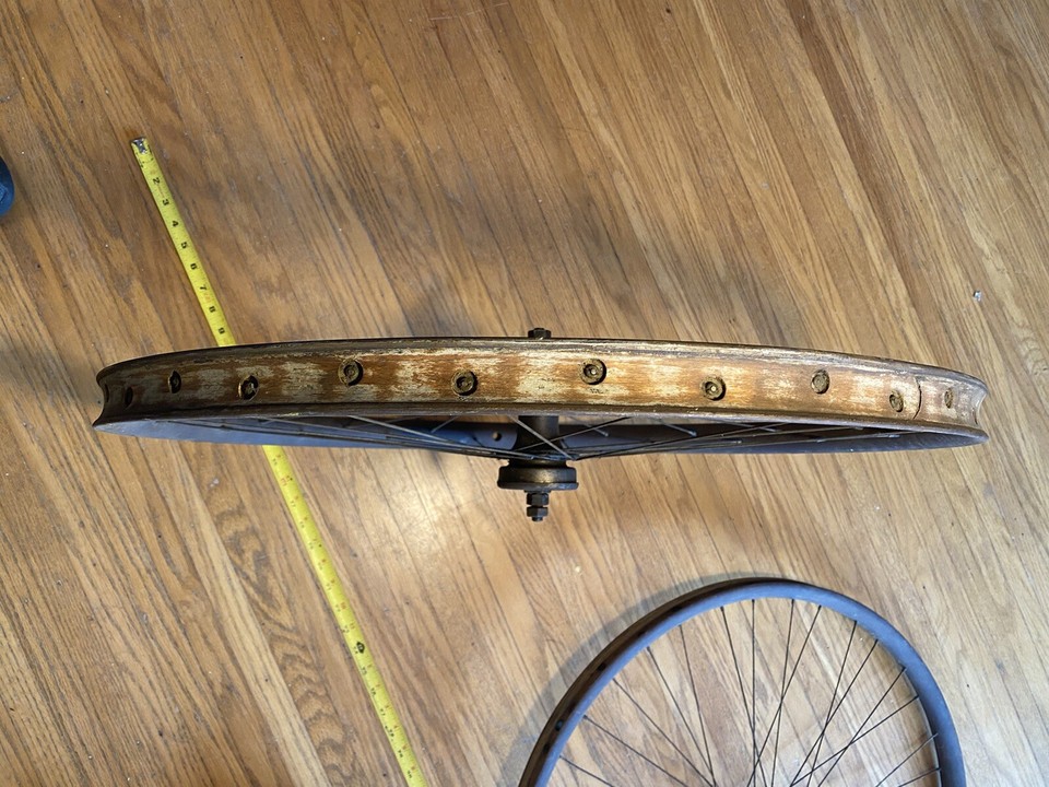 Early Antique Bicycle Wooden Wheel Set Vintage Front And Rear Bike 25 ...