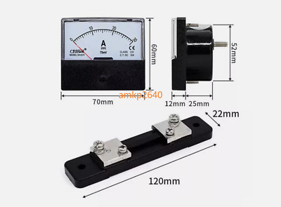 1PCS New DH-670 Analog DC Ammeter AMP Current Meter DC 0-50A & Shunt ...