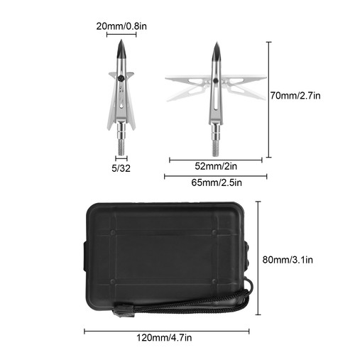 12Pcs Archery Broadheads 2" Dia Expandable Hunting Arrowheads 2 Blade ...