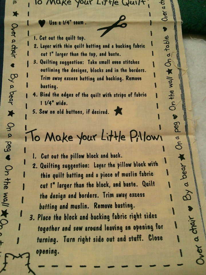 Fabric Timeless Treasure "Angel Pillow/Quilt" Faux Patchwork Country ...