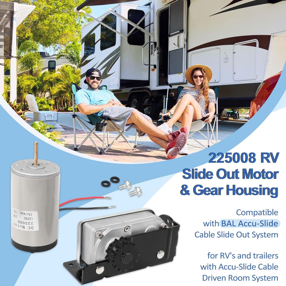 Motor For Slide Out BAL Accu-Slide RV Slide-Out Motor & Gearbox (12V ...