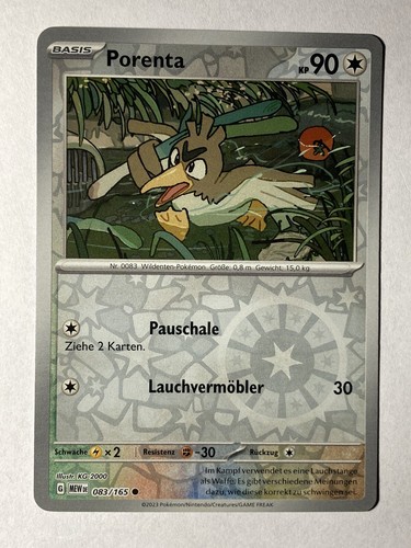 Pokémon Porenta 083/165 Reverse Holo Karmesin & Purpur 151 Deutsch ...