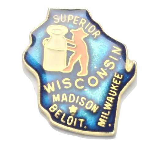 Wisconsin State Pin Gold Tone Enamel Vintage | eBay