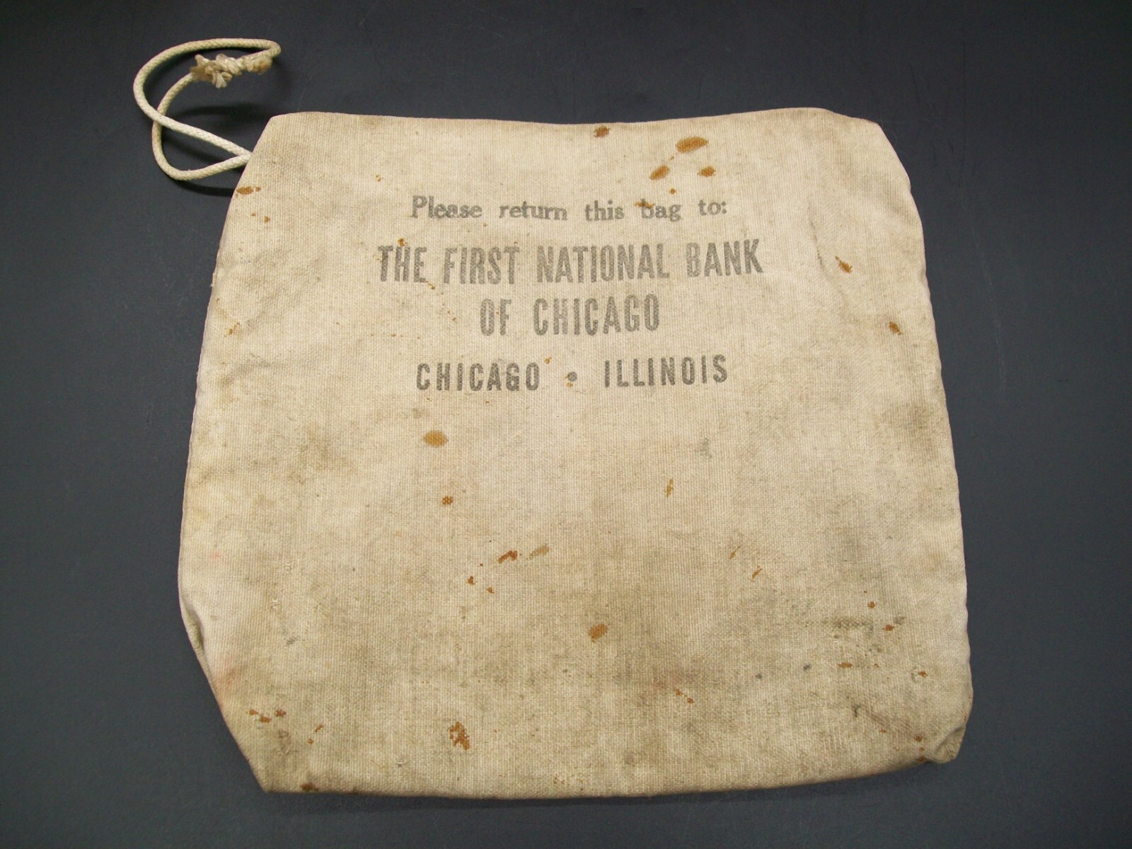 Vintage The First National Bank Of Chicago canvas cloth deposit bag Old ...