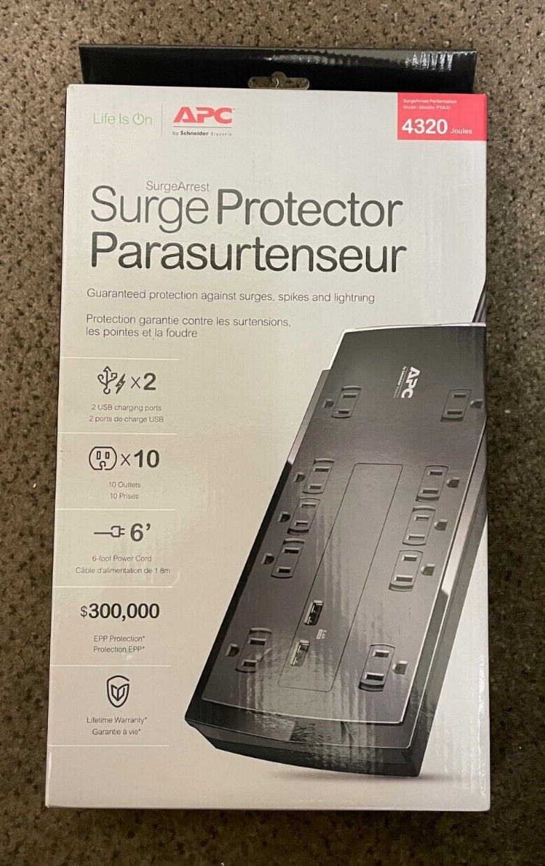 APC P10U2 10-outlet SurgeArrest Performance Series Surge Protector With ...