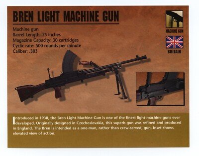 Bren LIght Machine Gun Atlas Classic Firearms Card | eBay