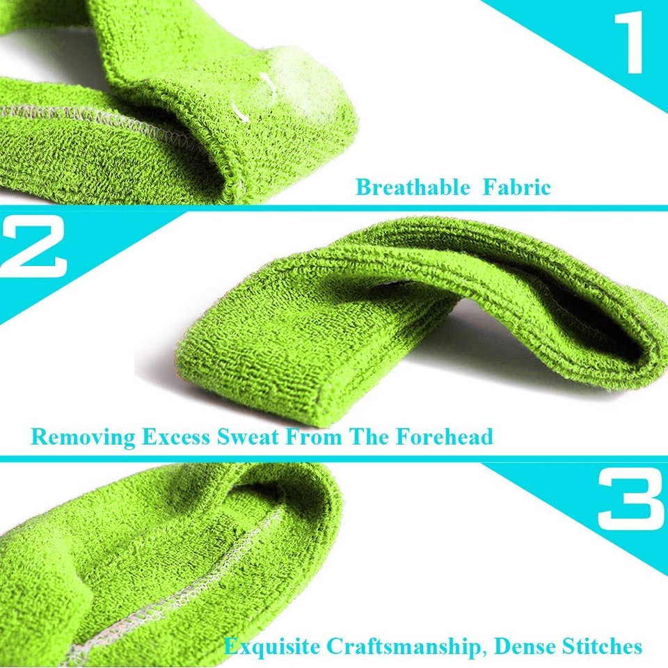 3 Pack Moisture Wicking Sweatband Terry Cloth Headband for Sports ...