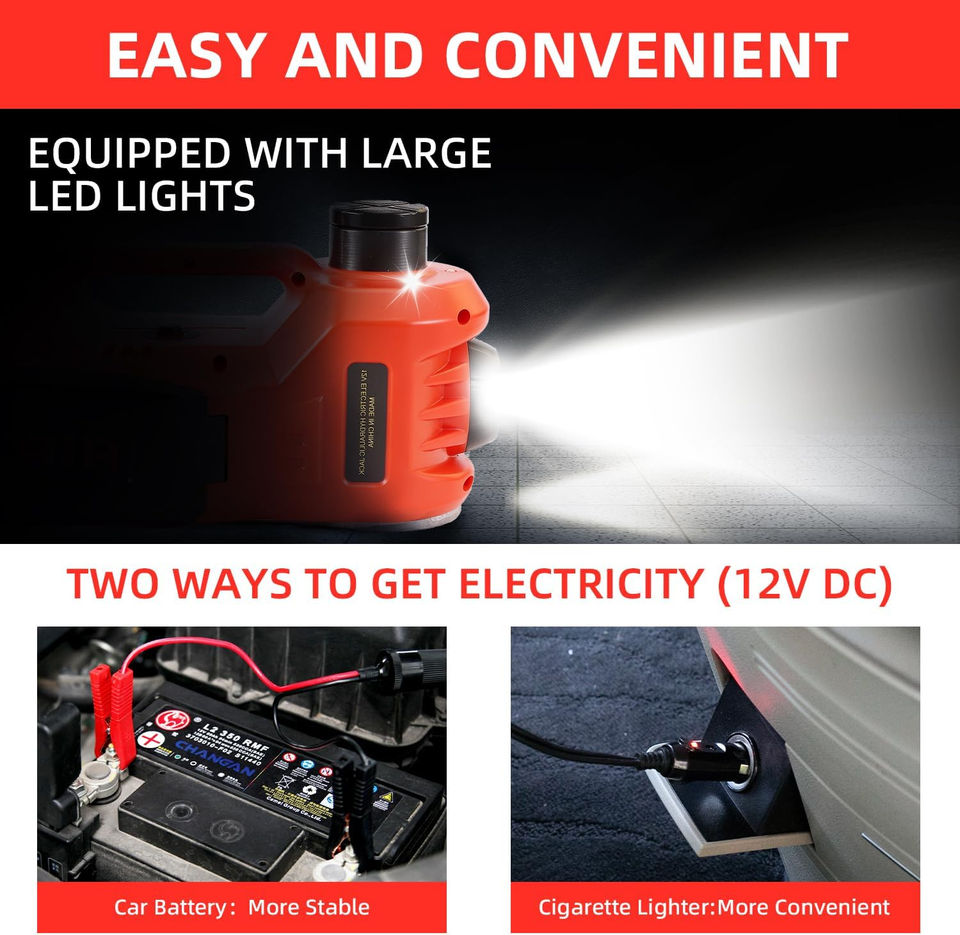 Electric Car Jacks 5Ton 12V Hydraulic Jack with Tire Air Pump and LED ...