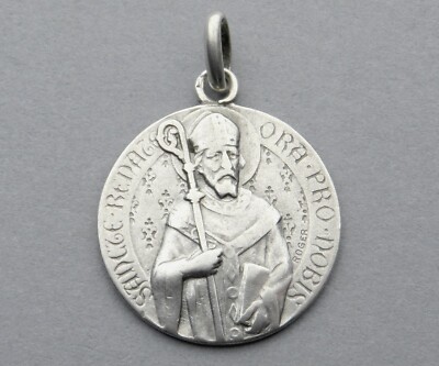 French, Antique Religious Silver Pendant. Saint Renatus. Medal By ...