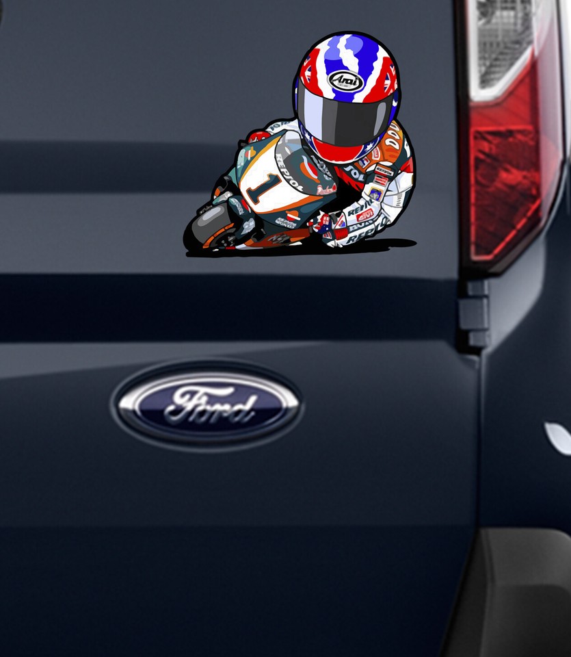 stars of motoGP TT superbike cartoon decals stickers past and present ...