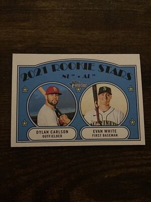 2021 Topps Heritage MLB Rookie Stars #295 Dylan Carlson & Evan White ...