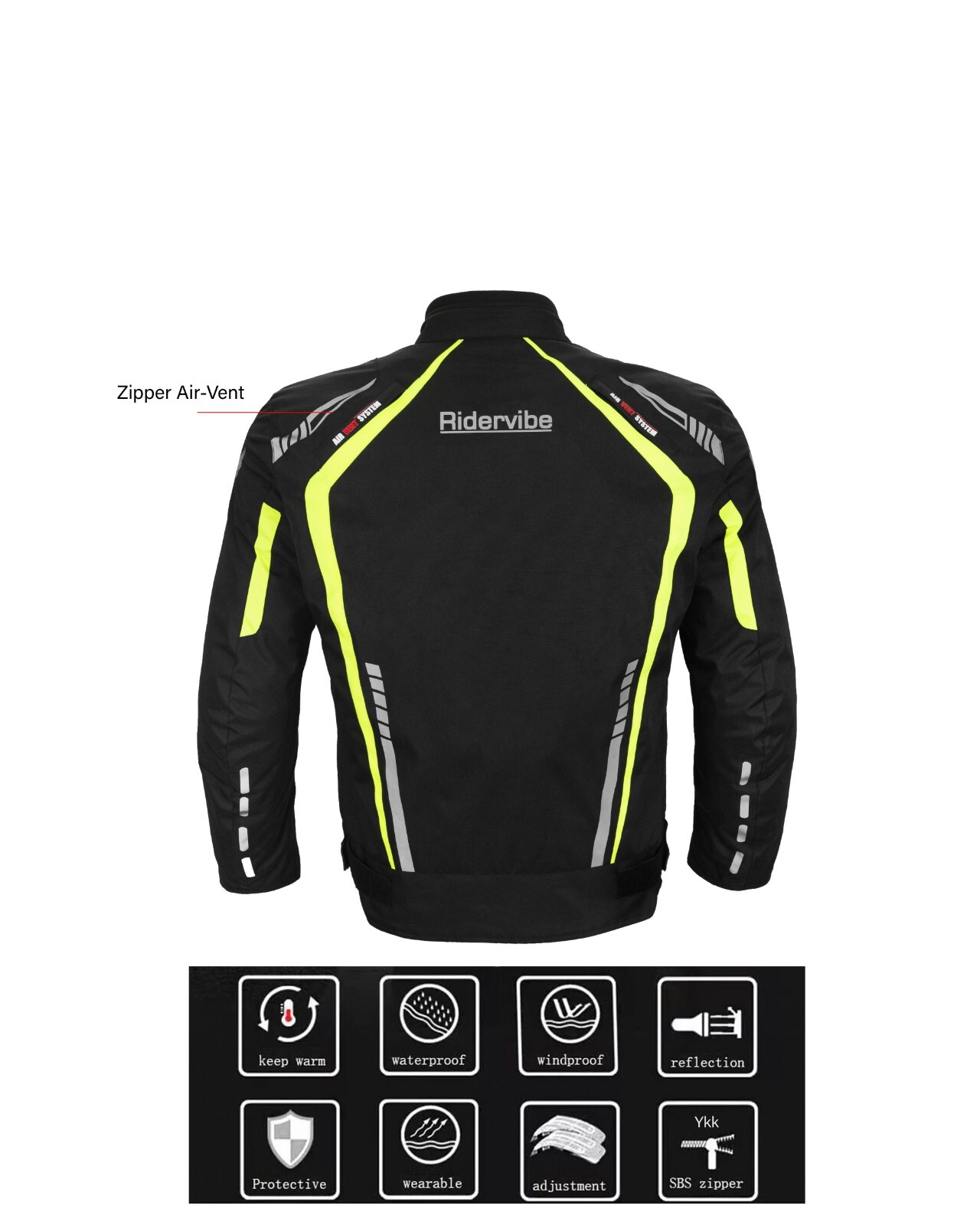 Men's CE Armored Nylon & Mesh Motorcycle Yellow & Black Waterproof ...