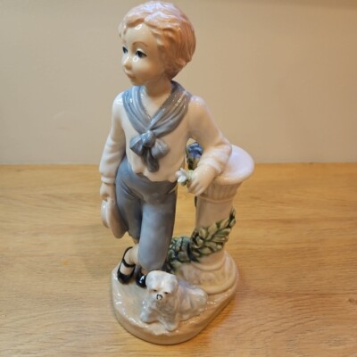 Nadal Spanish Porcelain Figure Boy With Dog 11.5 Inches Tall | eBay