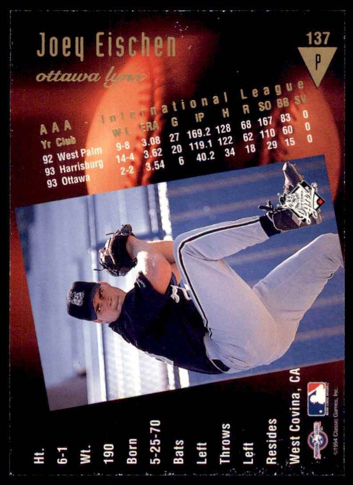 1994 Classic Best Gold Joey Eischen Ottawa Lynx #137 1101 | eBay